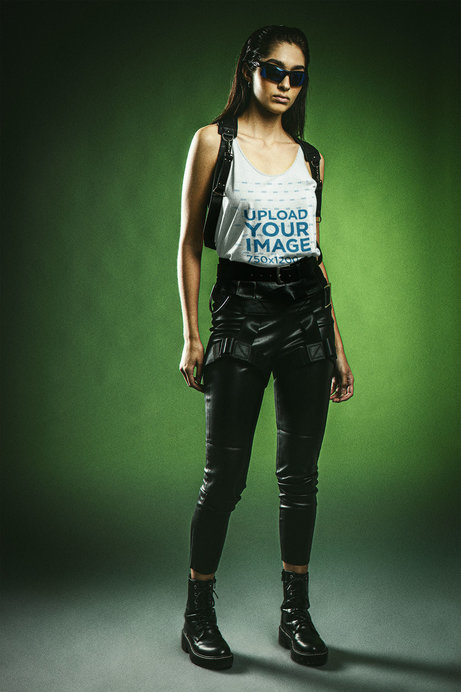 Placeit - Mockup of a Woman with a Bella Canvas Tank Top in a Matrix ...