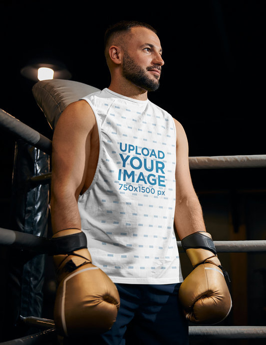Placeit - Tank Top Mockup of a Bearded Man Training Box