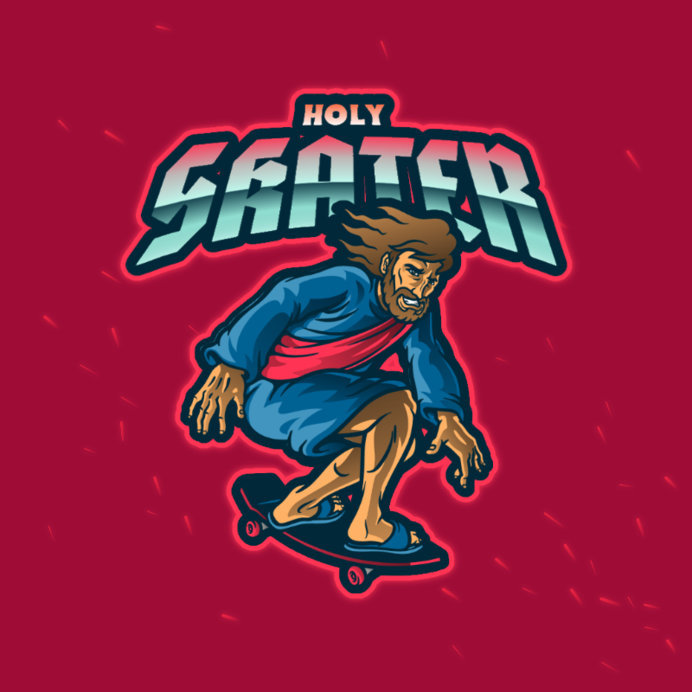 Placeit - Silly Logo Maker with a Graphic of a Skater Jesus Christ
