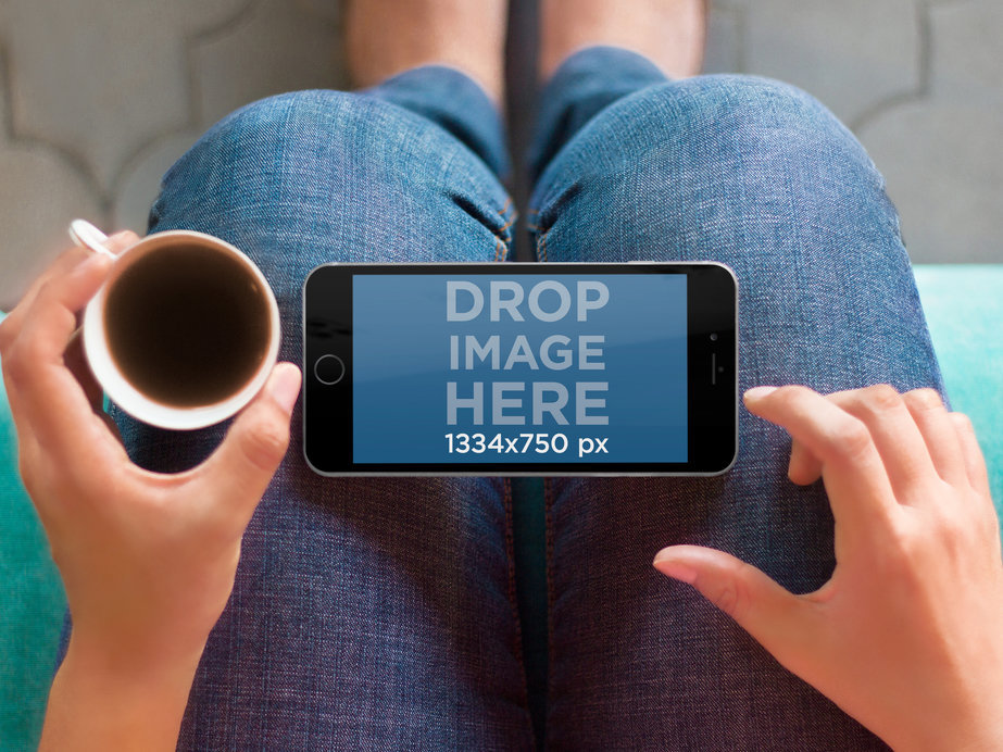 Placeit - Mockup of an iPhone 6 Resting on a Woman's Lap