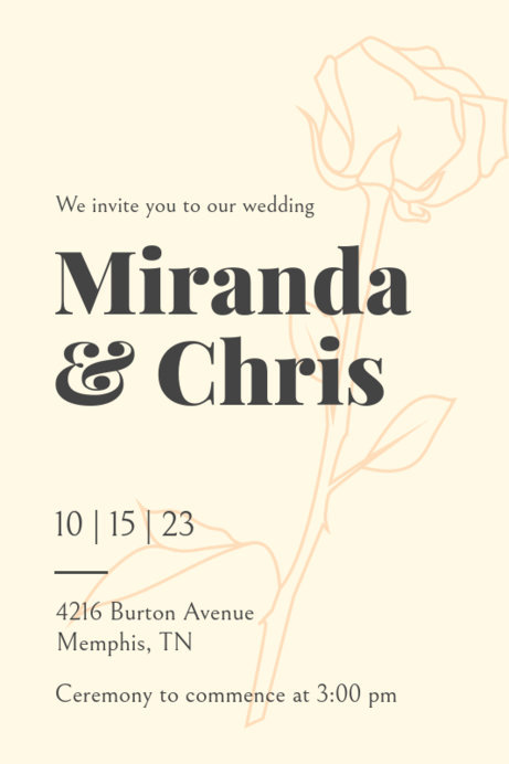 Placeit - Wedding Invitation Card Design Template with Line Art ...