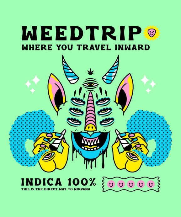 Placeit - T-Shirt Design Maker Featuring Psychedelic 420-themed Graphics