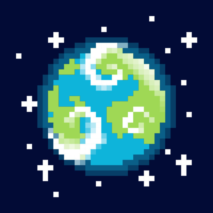 Placeit - Twitch Sub Badge Creator Featuring a Pixel Art Planet Clipart