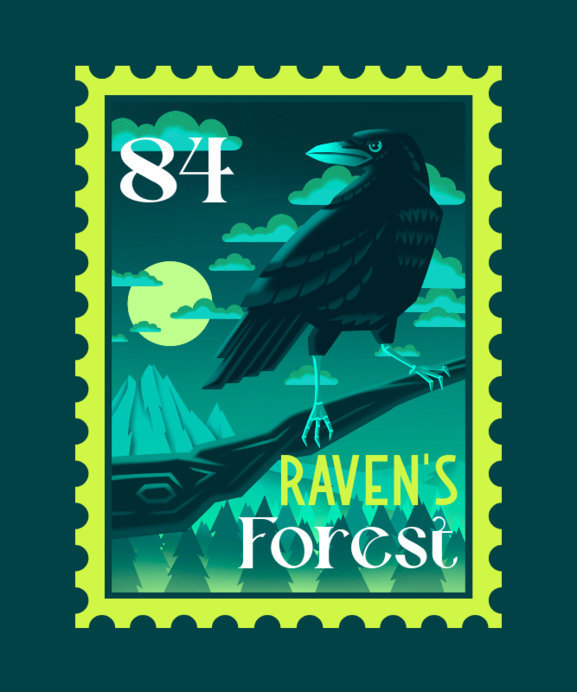 Placeit - T-Shirt Design Template Featuring an Illustrated Post Stamp ...