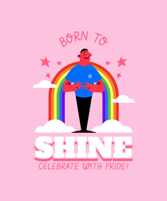 Placeit - T-Shirt Design Template with Illustrations for LGBT Pride Month