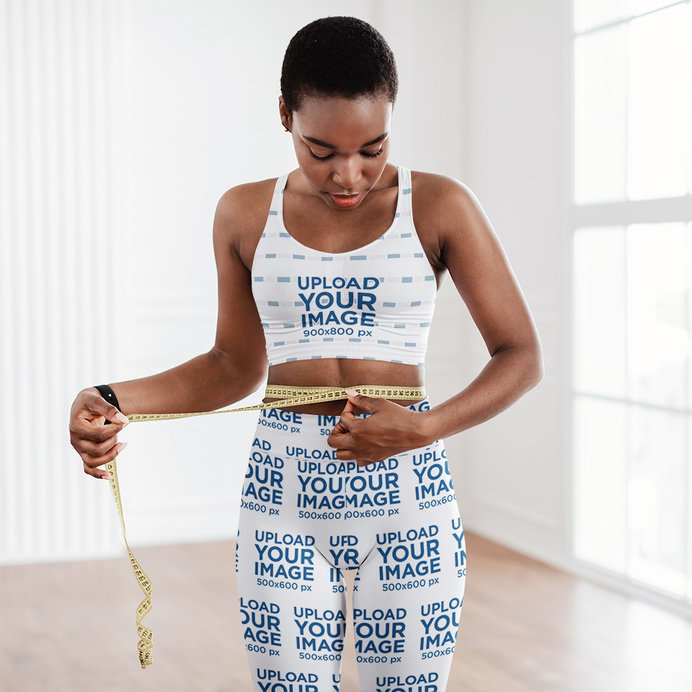 Placeit - Bike Shorts and Sports Bra Mockup Featuring a Fitness Woman ...