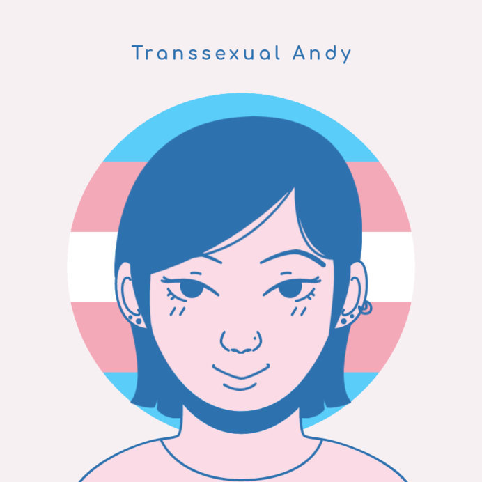 Placeit - Illustrated Avatar Logo Template with a Trans-Pride Flag Backdrop