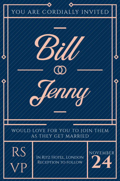 Placeit - Classy Invitation Card Template for an Art Deco-Themed Wedding