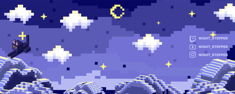 Placeit - Twitch Profile Banner Maker Featuring an 8-bit Night Sky