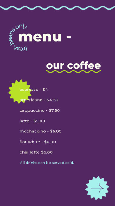 Placeit - Instagram Story Template for a Coffee Shop Featuring a Menu ...