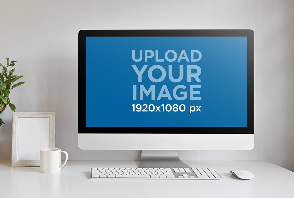 Placeit - Mockup of an iMac Featuring a Picture Frame