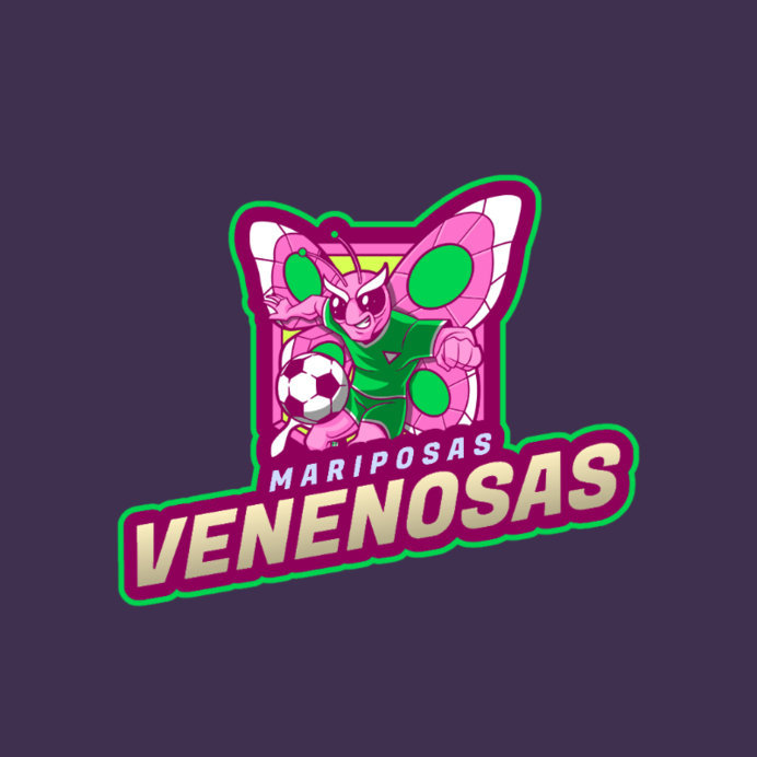 Placeit - Sports Logo Maker Featuring a Fierce Butterfly Playing Soccer