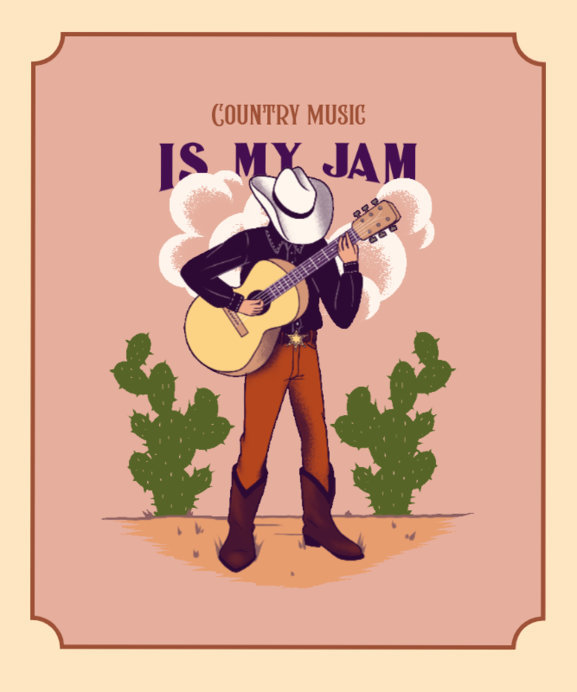 Placeit - Rodeo T-Shirt Design Generator Featuring a Country Singer Graphic