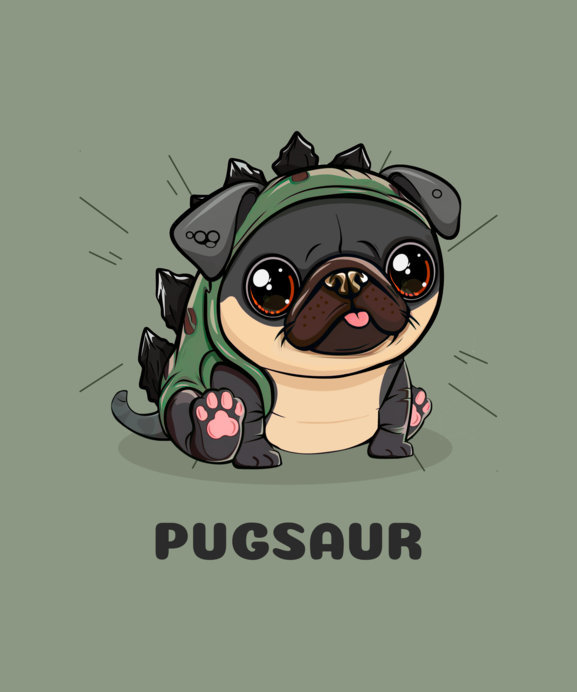 Placeit - T-Shirt Design Generator Featuring a Cute Pug Inspired by a Kaiju