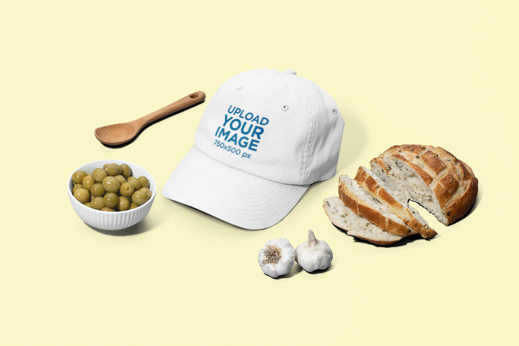 Placeit - Restaurant Merch Mockup of a Hat Surrounded by Customizable ...