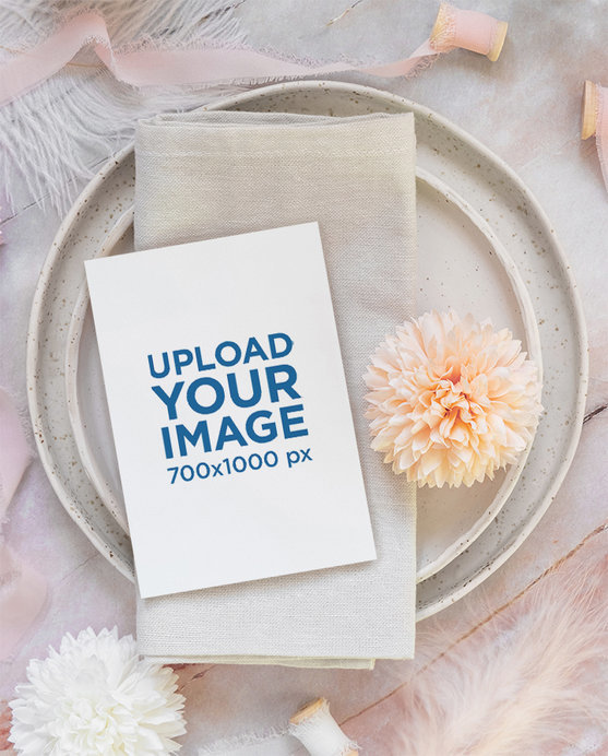 Placeit - Wedding Program Mockup Featuring Two Flowers and Pink Silk ...