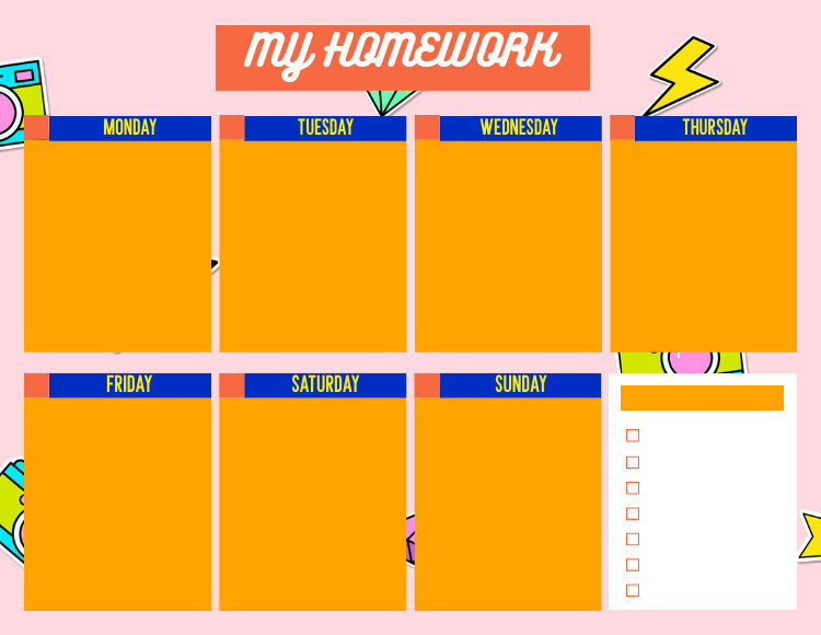 weekly homework chart