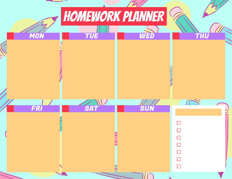 weekly homework schedule