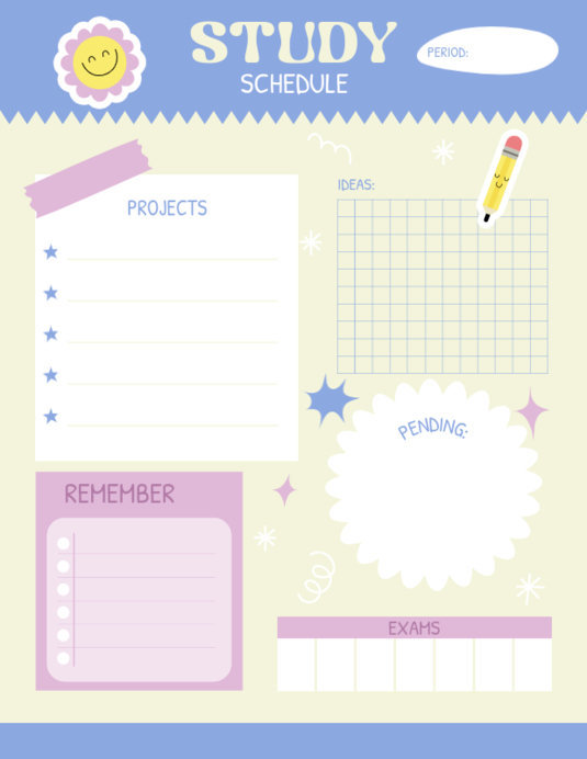 Placeit - Study Planner Design Creator Featuring Cartoonish Stickers