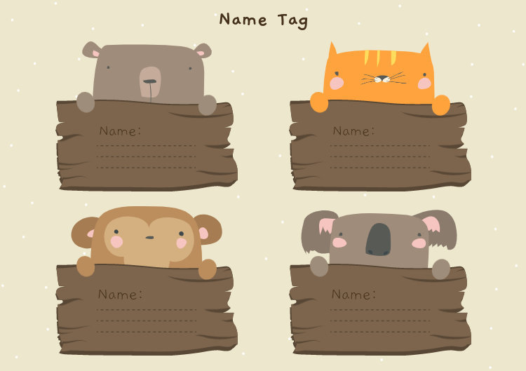 Placeit - Name Tag Design Template Featuring Illustrated Animals with ...