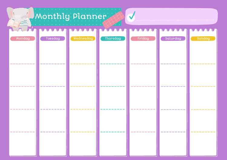 Placeit - Cute Monthly Calendar Generator With an Illustrated Little ...