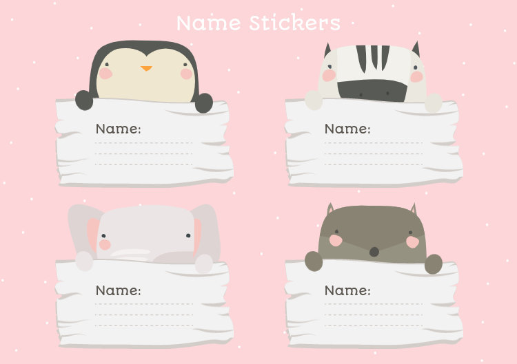 Placeit - Illustrated Name Tag Generator Featuring Cute Animals with ...