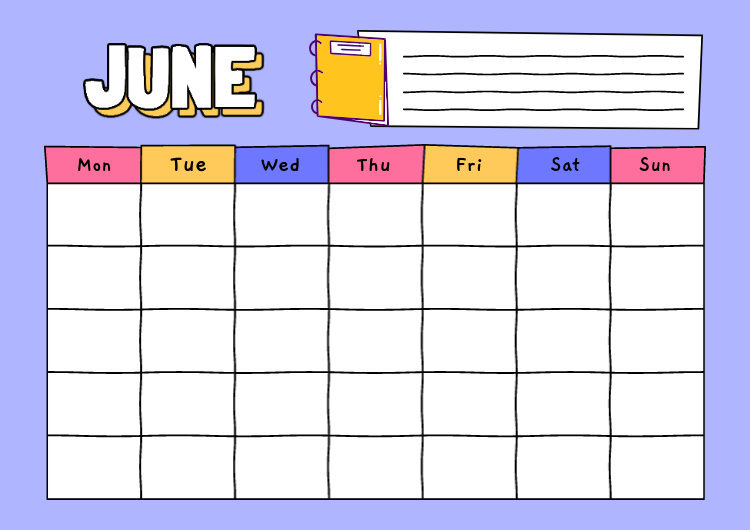 Placeit - Monthly Calendar Template for Teachers Featuring Colorful ...