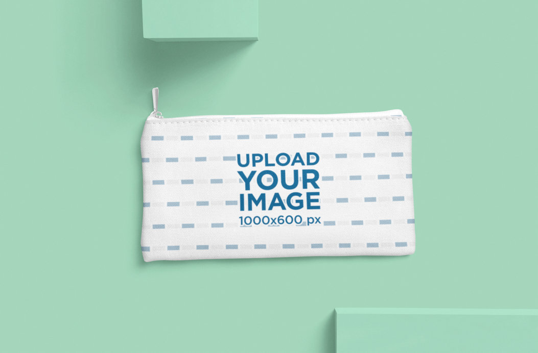 Placeit - Mockup of a Sublimated Pouch Lying on a Customizable Background