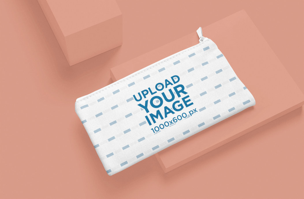 Placeit - Mockup of a Simple Pouch Mockup Featuring a Colorful Surface