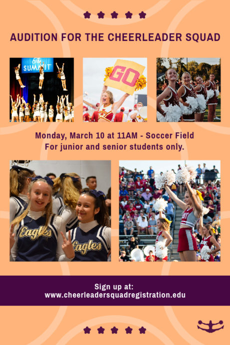 Placeit - Online Flyer Template for an Audition to the Cheerleader Squad