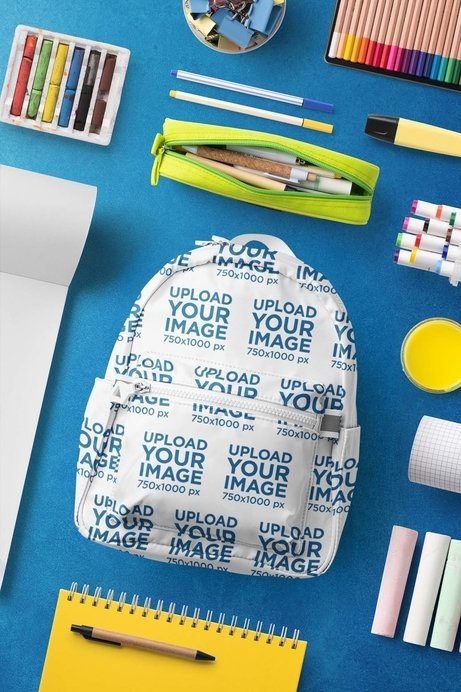 Placeit - Back-to-School-Themed Mockup Featuring a Sublimated Backpack