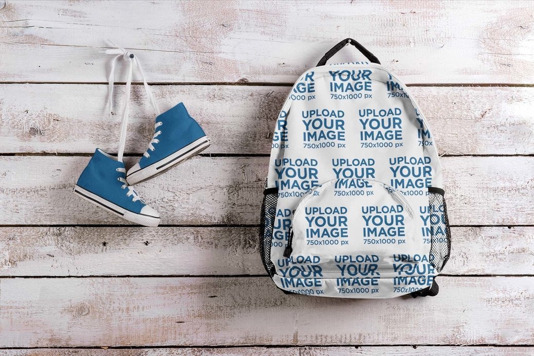 Placeit - Back-to-School-Themed Mockup of a Sublimated Backpack with ...