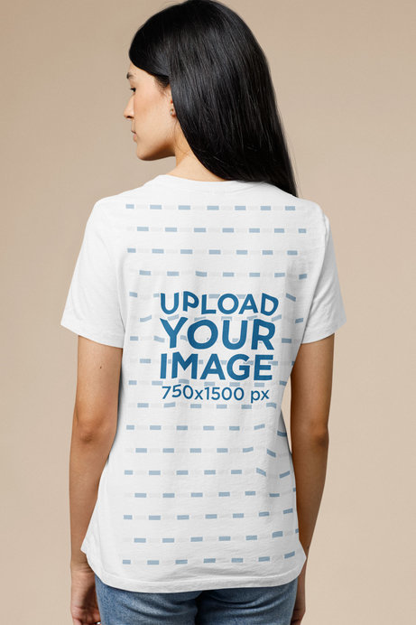 Placeit - Back View T-Shirt Mockup Featuring a Woman With Dark Hair