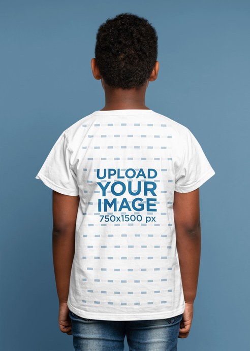 Placeit - Back View T-Shirt Mockup Featuring a Boy Posing Against a ...