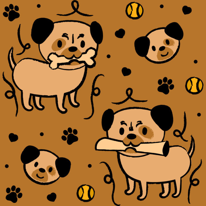 Placeit - Pet-Themed Print Pattern Creator Featuring Pug Graphics