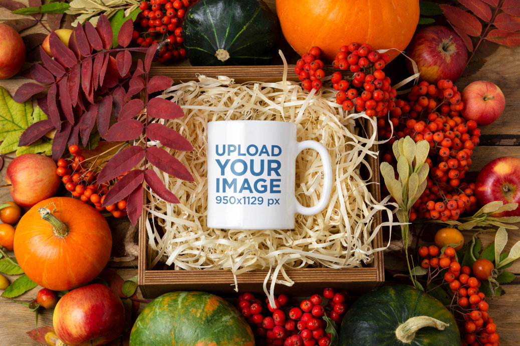 Placeit - Thanksgiving-Themed Mockup of a Coffee Mug Surrounded by ...