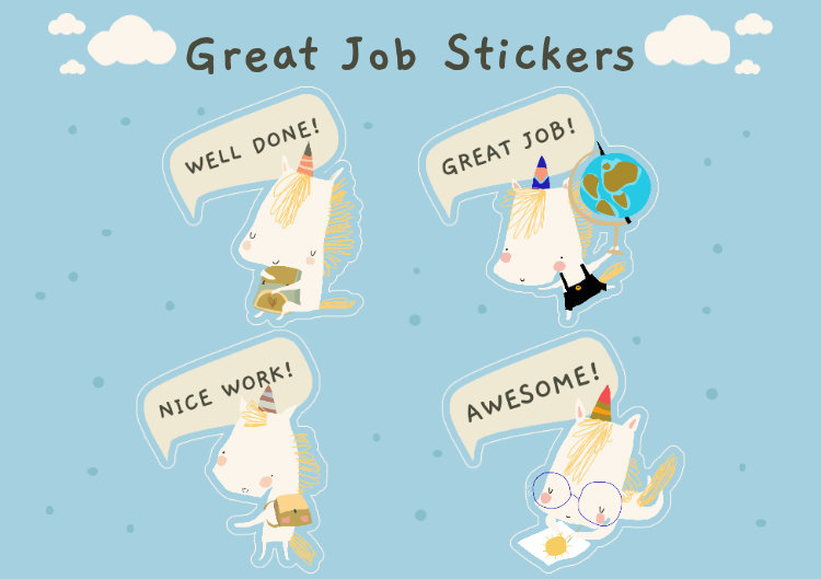 Placeit - Back to School-Themed Sticker Maker Featuring Unicorn Graphics