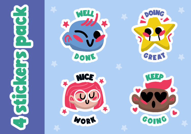 Placeit - Cute Sticker Maker for School Teachers Featuring Well Done Quotes