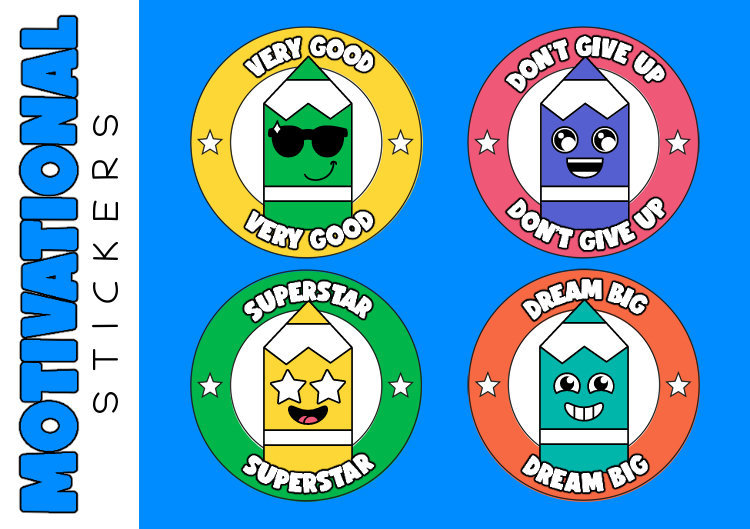 Placeit - Sticker Sheet Maker Featuring Cute Pencil Characters with ...