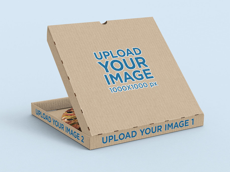 Placeit - Mockup of an Open Pizza Box Placed on a Solid Color Background