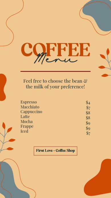 Placeit - Coffee Shop Menu Maker Featuring a Price List
