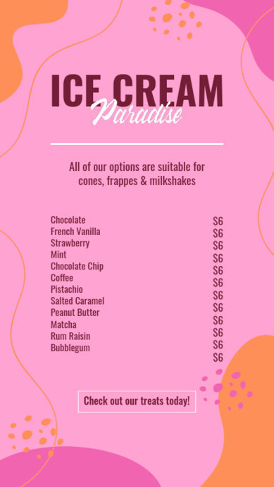 Placeit - Ice Cream Menu Maker With a List of Prices