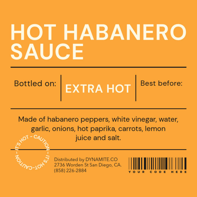 Placeit - Back Label Generator for an Extra Hot Habanero Sauce