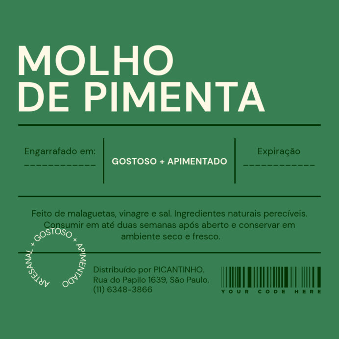 Placeit - Back Label Template Featuring Ingredients of a Pepper Sauce