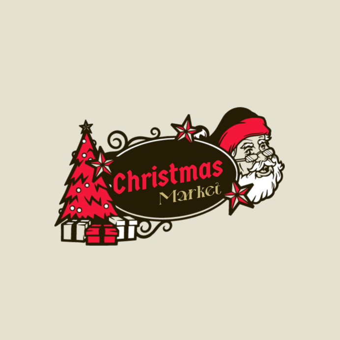 Placeit - Christmas Market Logo Maker Featuring an Illustrated Santa Claus