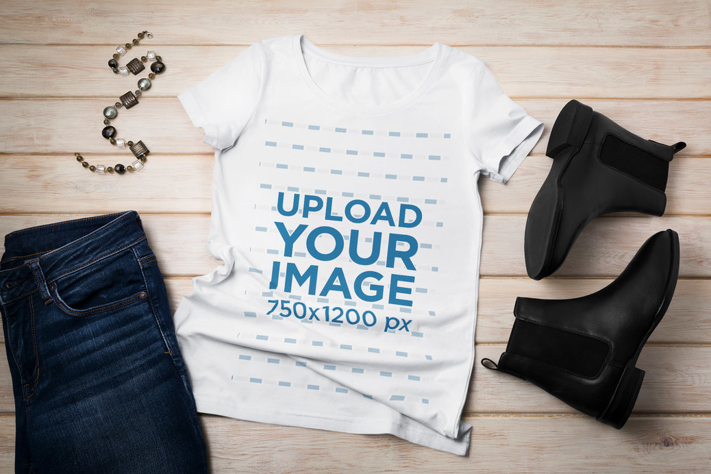 Placeit - Outfit Mockup Featuring a Round-Neck Tee with Chelsea Boots ...
