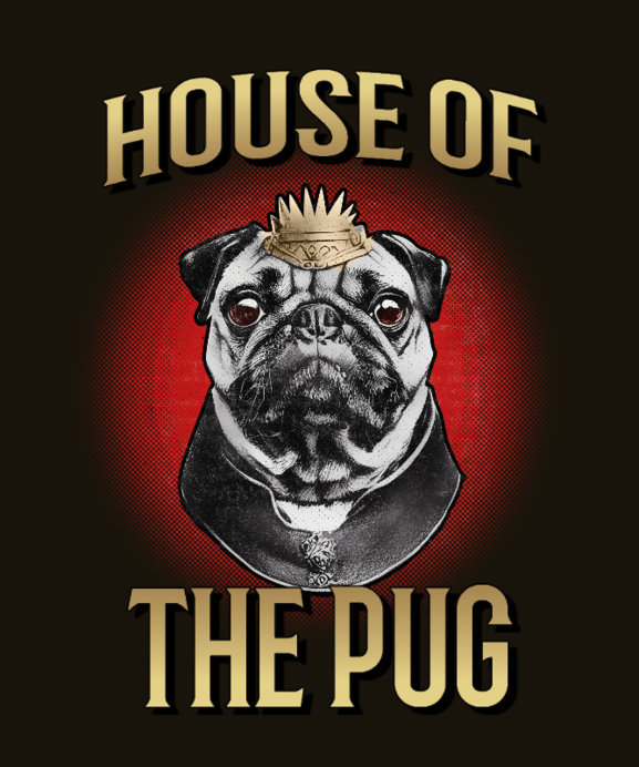 Placeit - T-Shirt Design Maker Featuring an Illustrated Pug with a Crown