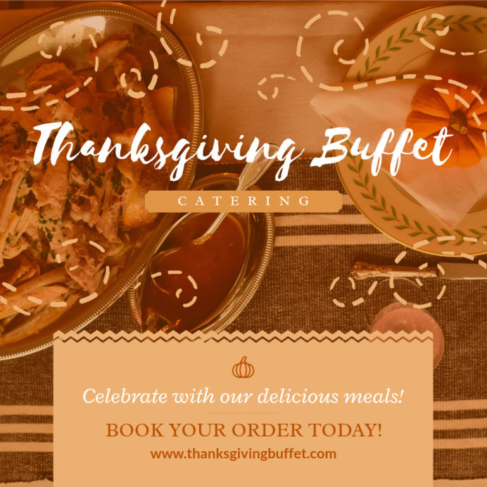 Placeit - Instagram Post Generator Featuring a Thanksgiving Buffet Ad