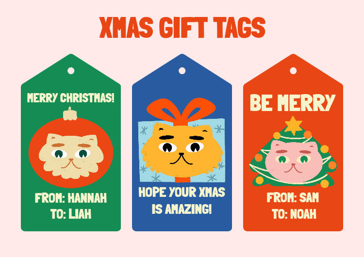 Placeit - Xmas-Themed Gift Tag Maker Featuring Cute Animal Graphics