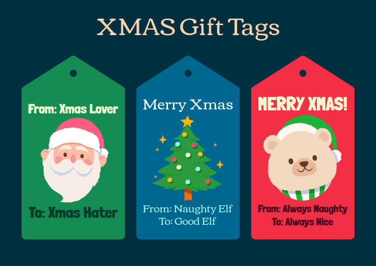 Placeit - Christmas Gift Tag Template With Xmas-Themed Illustrations